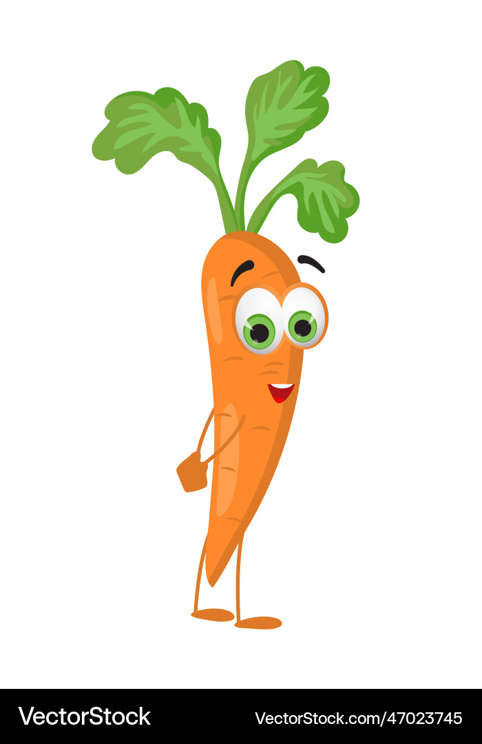 Funny carrot with eyes on white background Vector Image