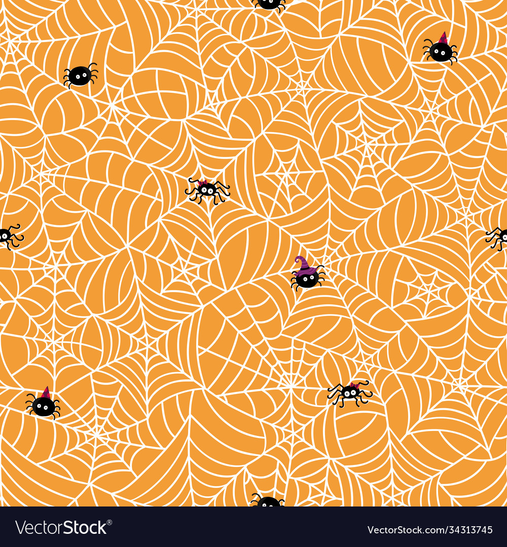 Interwoven hand drawn spider web seamless pattern Vector Image