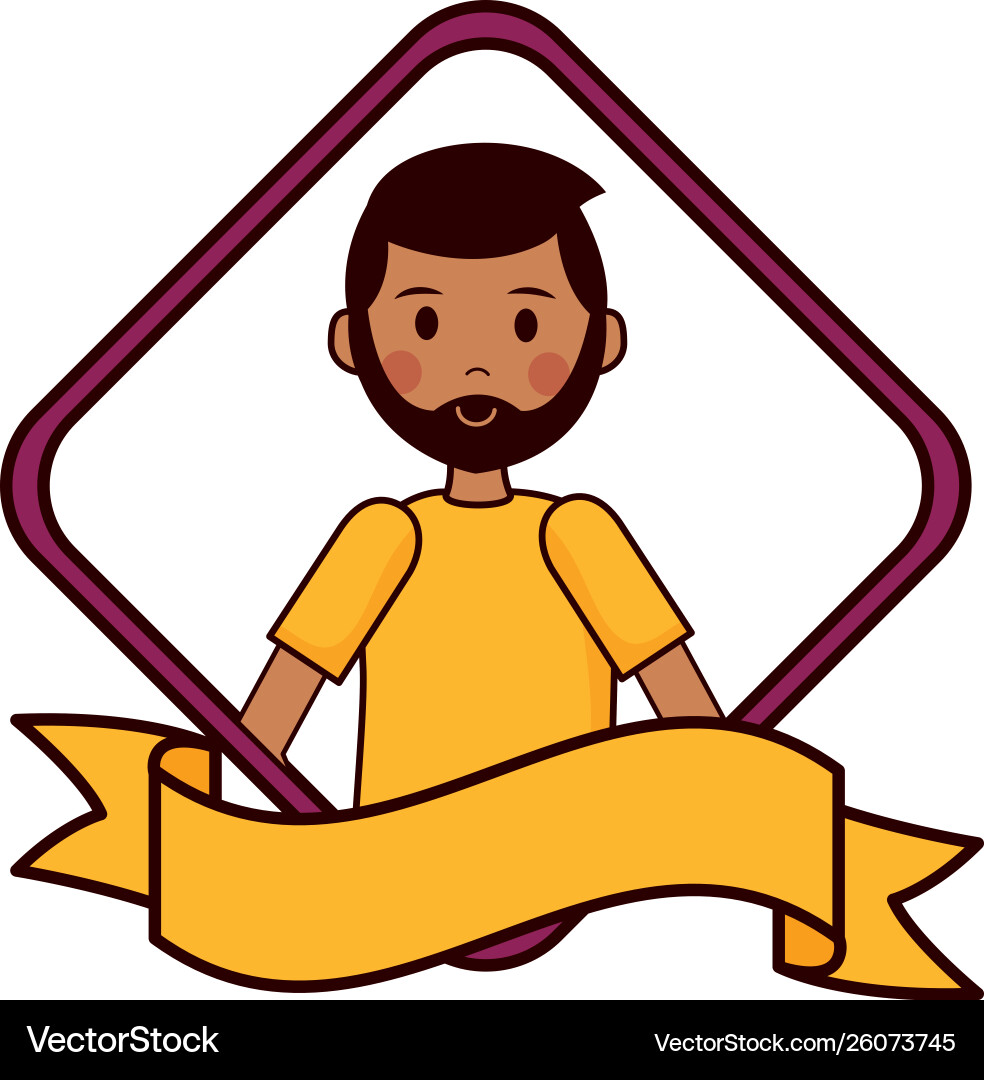 Man character portrait ribbon Royalty Free Vector Image