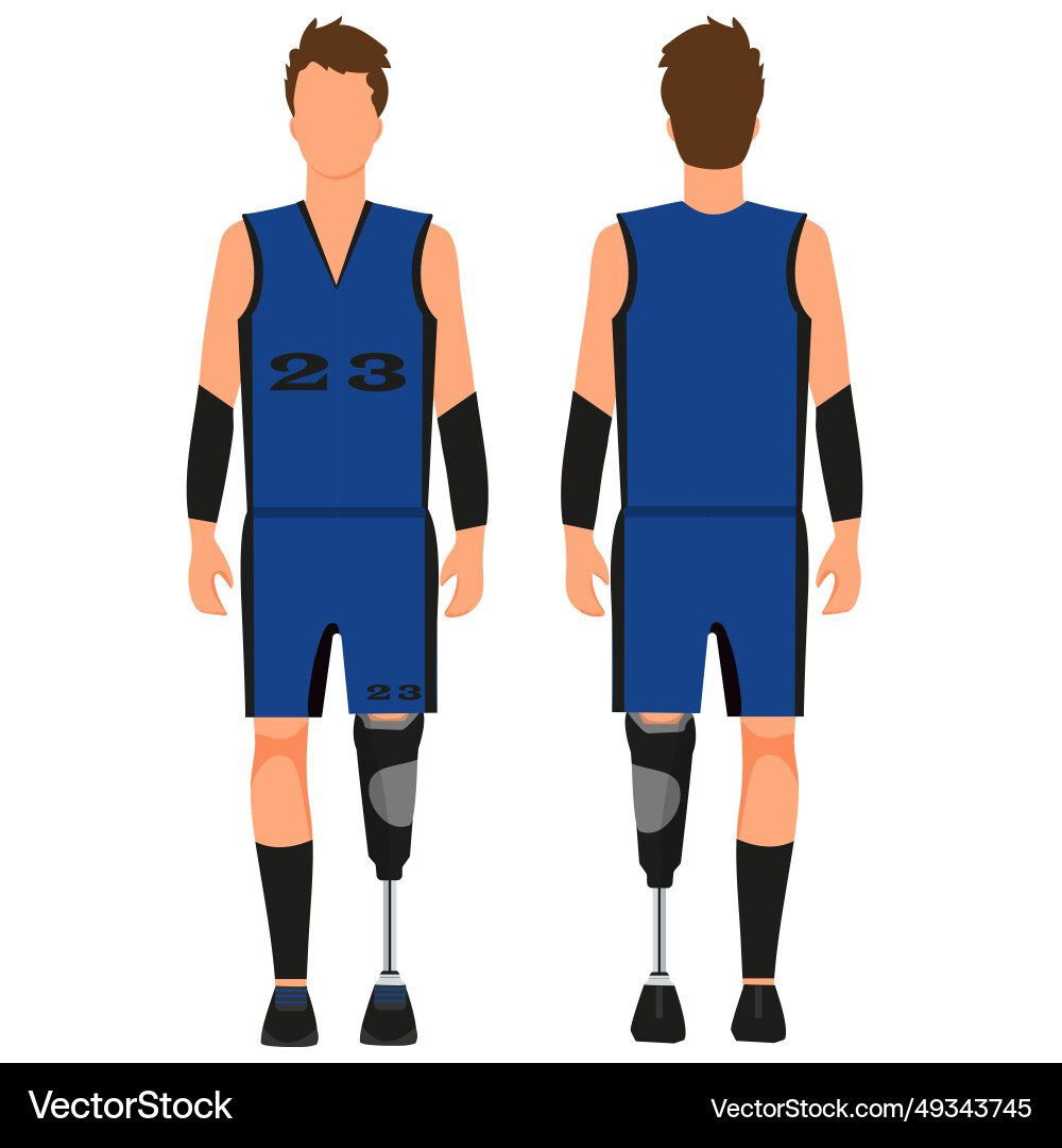 Man with prosthetic legs in blue unifform Vector Image