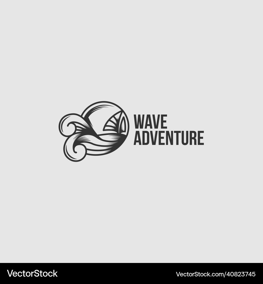 Modern silhouette wave adventure water logo design