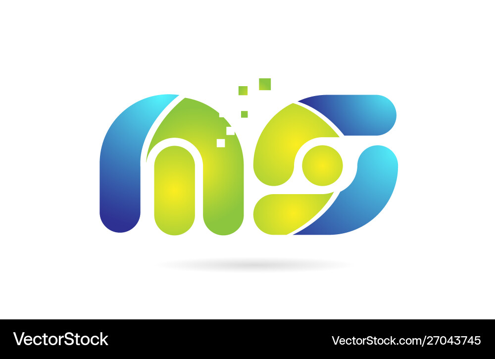 Ms m s blue green combination alphabet letter Vector Image