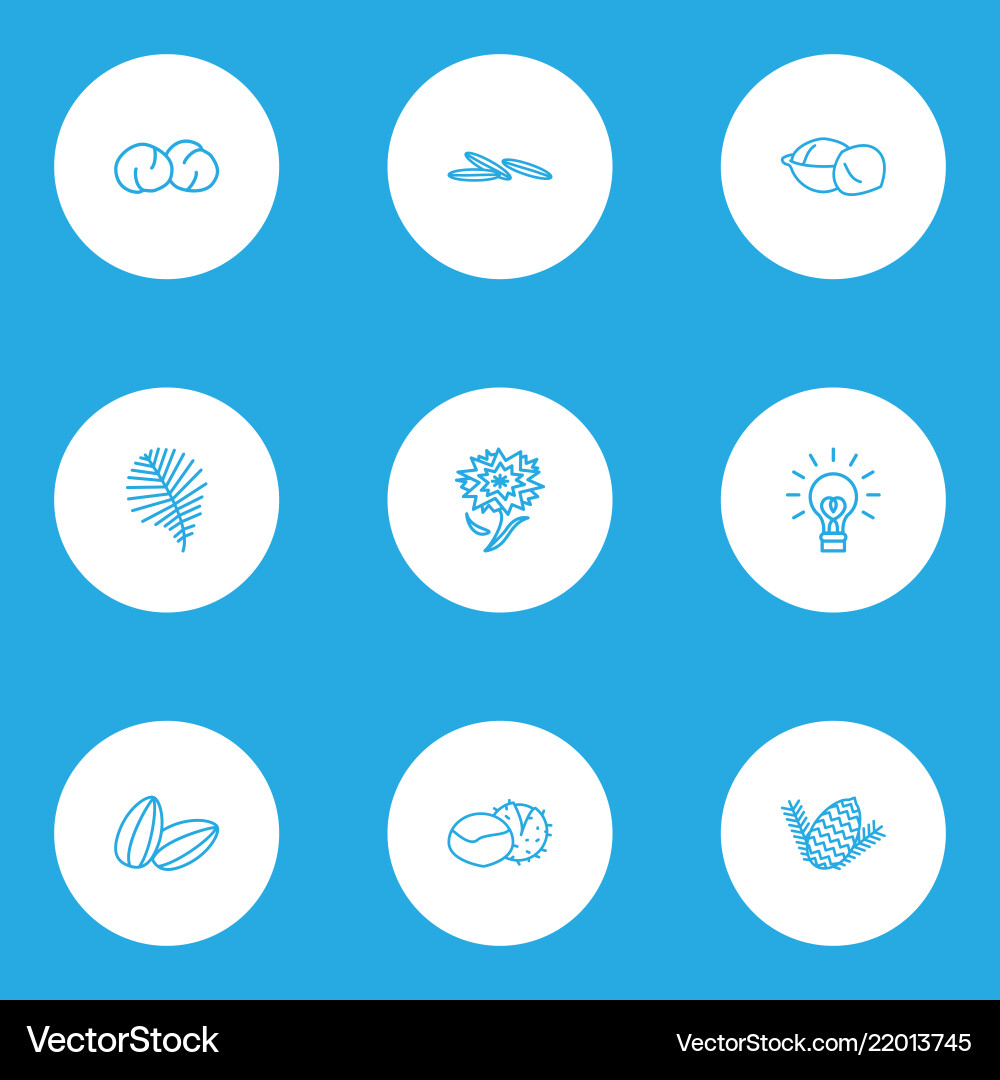 Nature icons line style set with chickpeas Vector Image