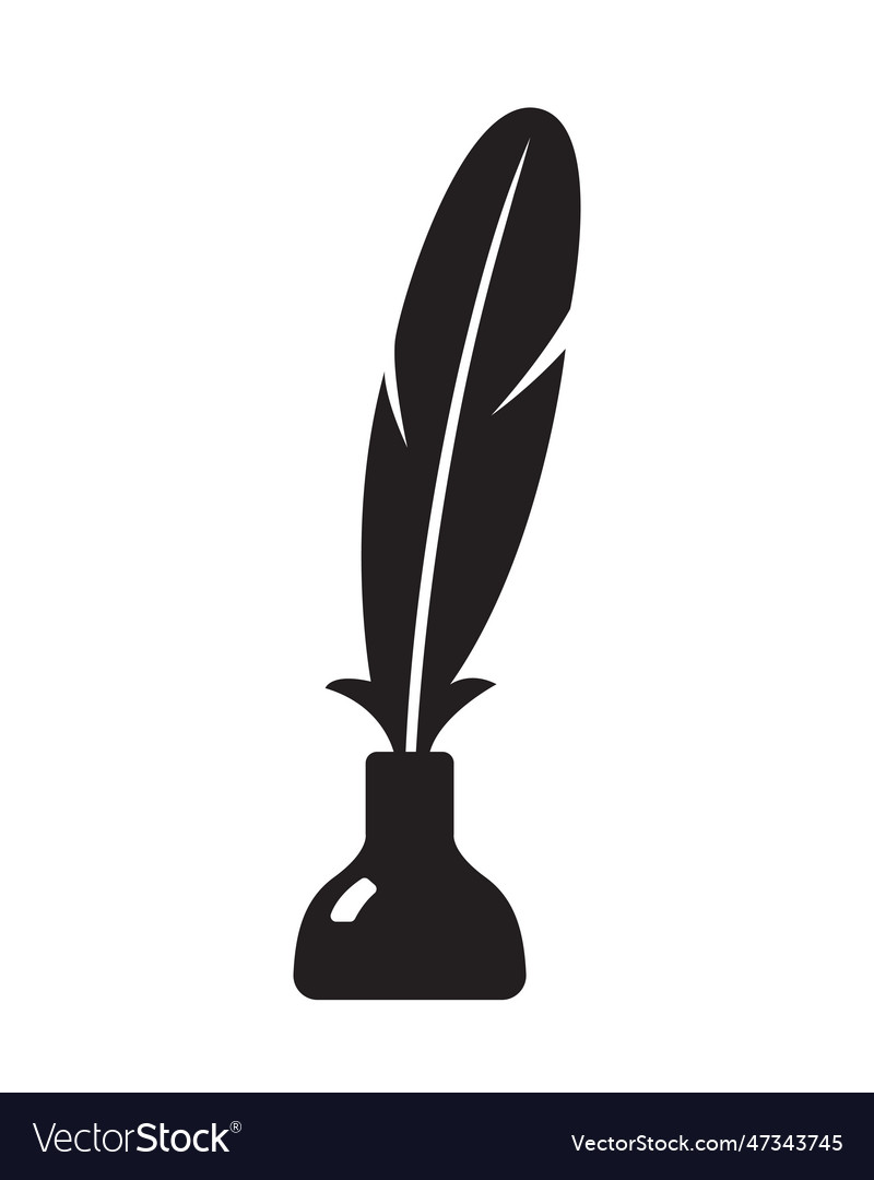 Quill silhouette writing curves Royalty Free Vector Image
