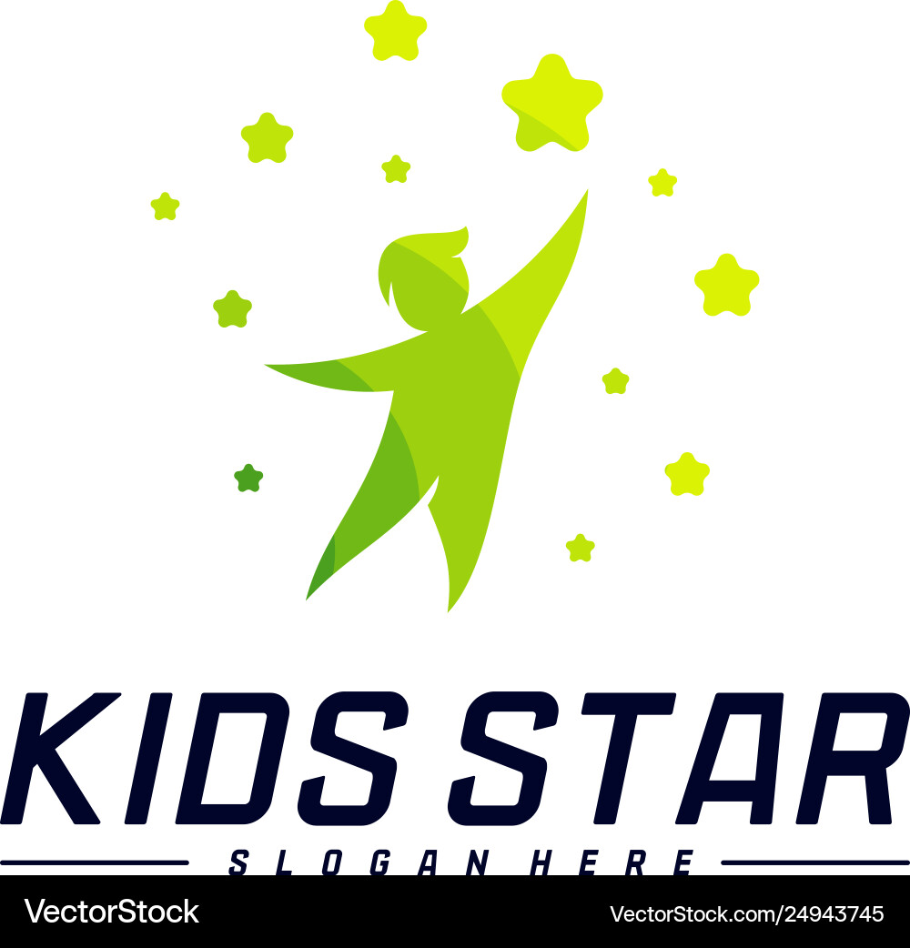 Reaching stars logo design template dream star Vector Image