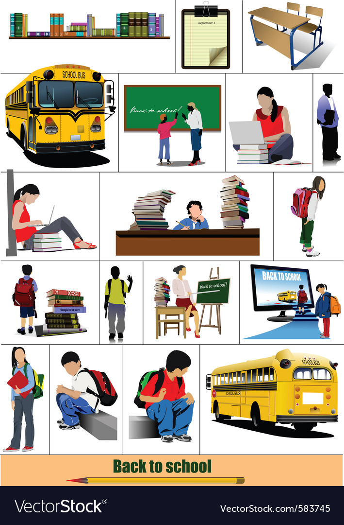 School elements Royalty Free Vector Image - VectorStock