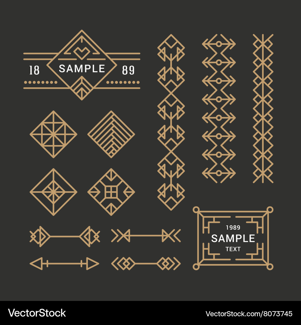 Set of line art decorative geometric frames Vector Image
