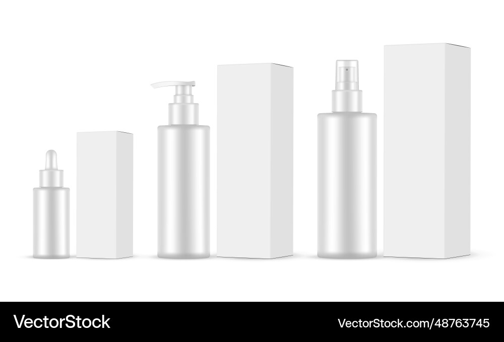 Set of plastic cosmetic bottles and boxes Vector Image