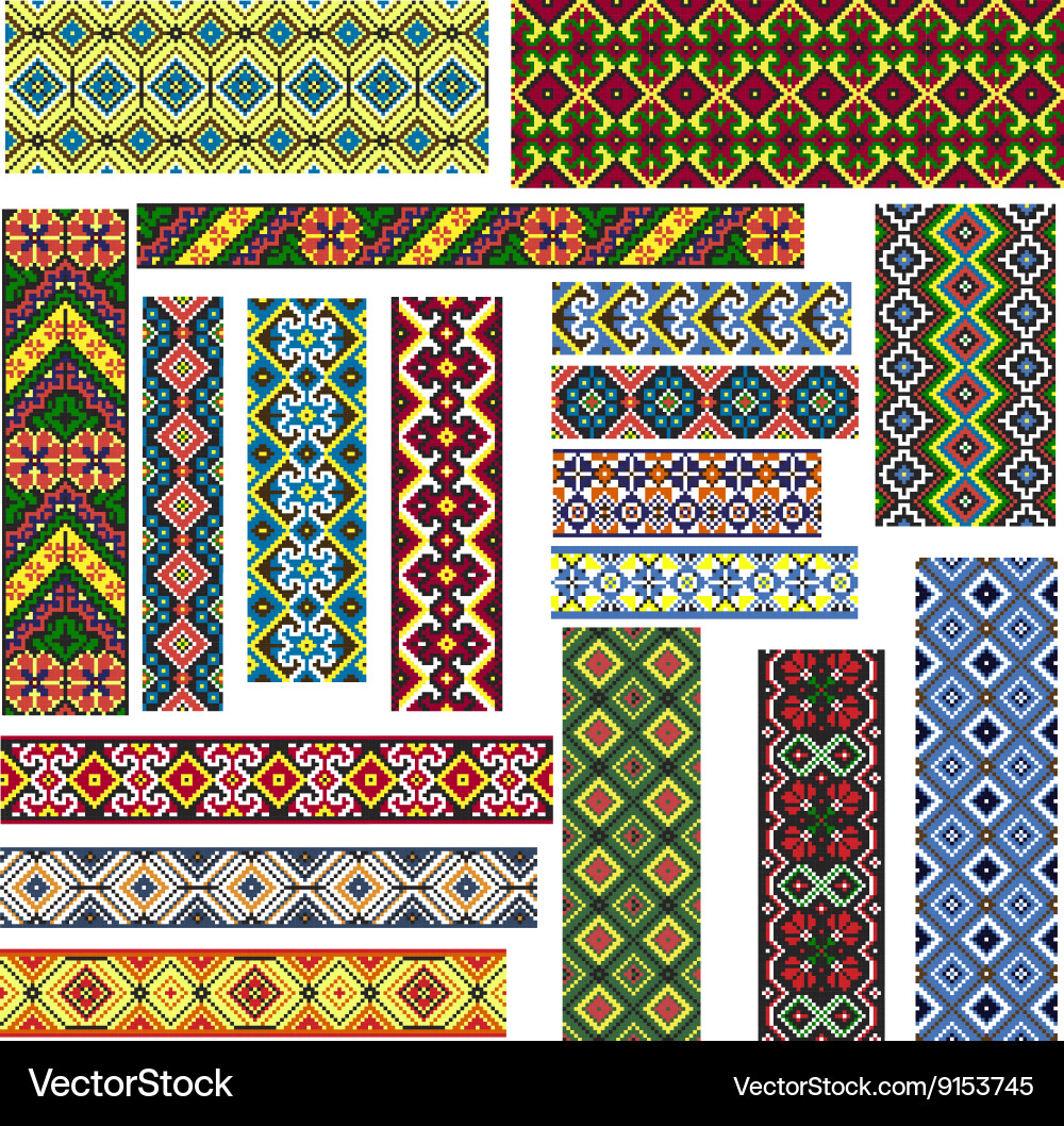 Set of seamless patterns for embroidery stitch Vector Image