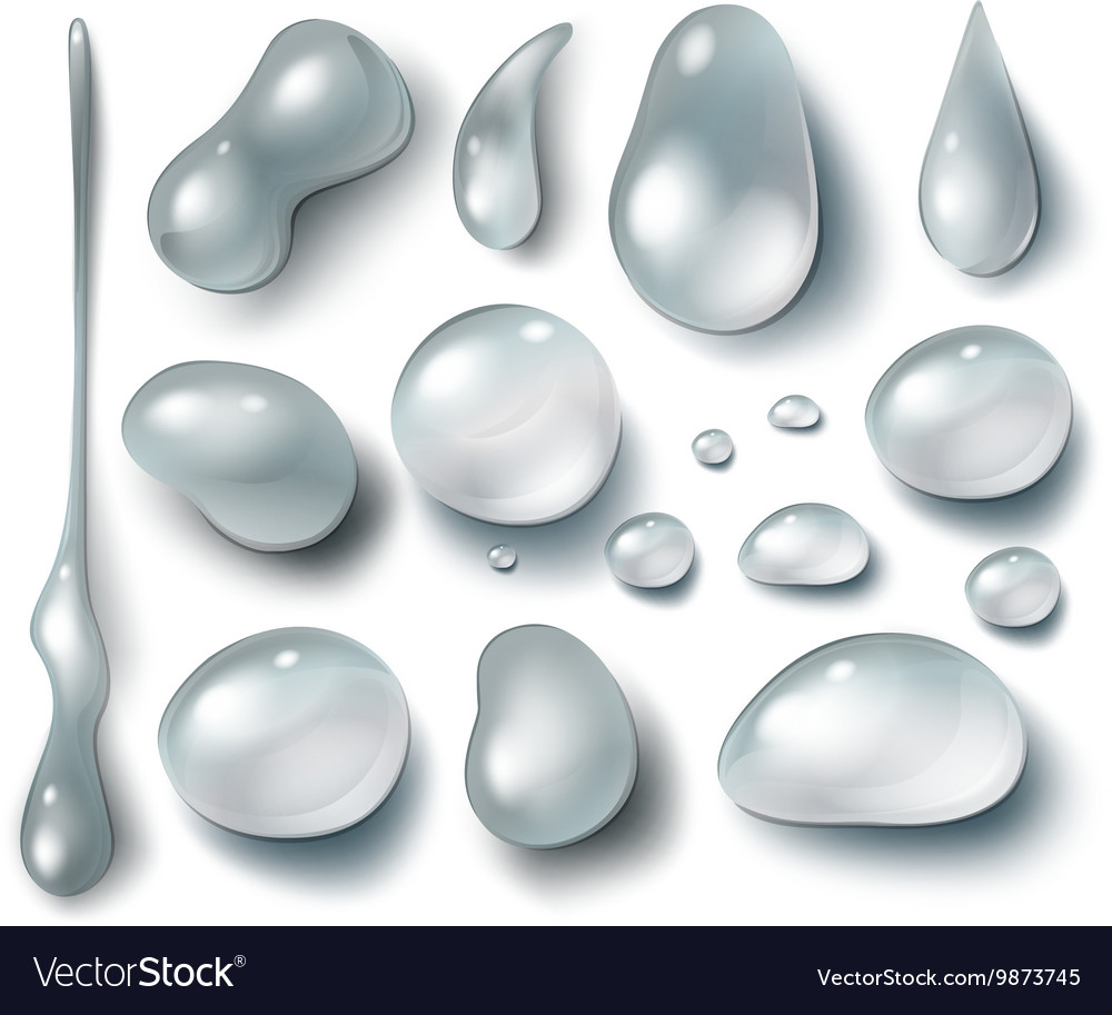 Set of water drops in different shapes Royalty Free Vector