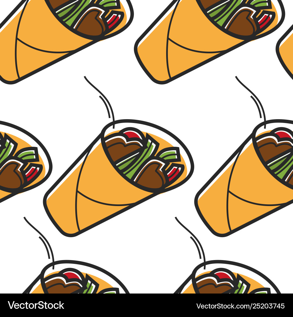 Shawrama or doner turkish cuisine seamless pattern