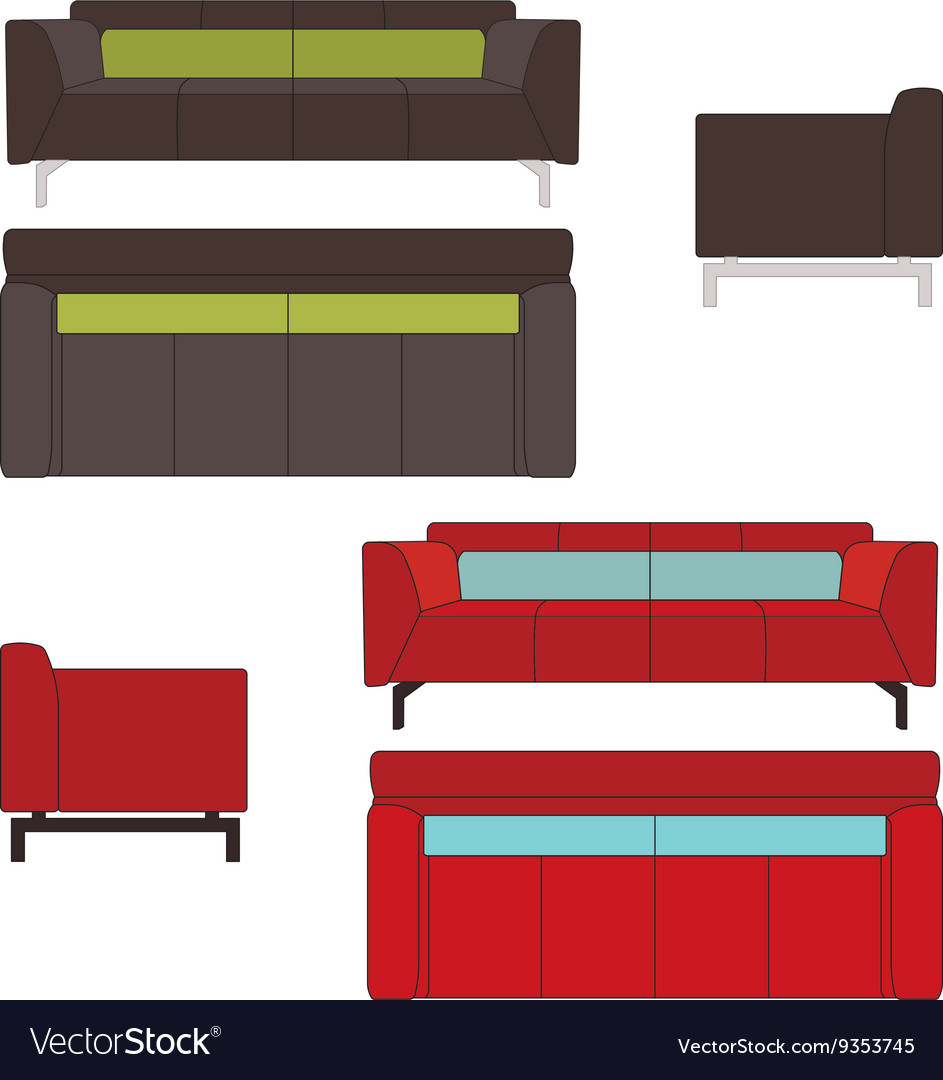 Sofa set flat Royalty Free Vector Image - VectorStock