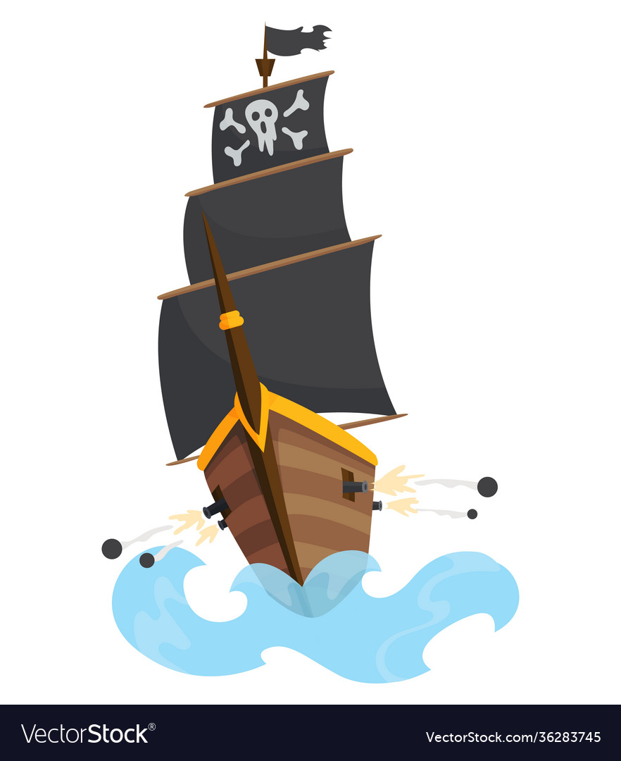 Stylized cartoon pirate ship with Royalty Free Vector Image Stylized cartoon pirate ship with Royalty Free Vector Image