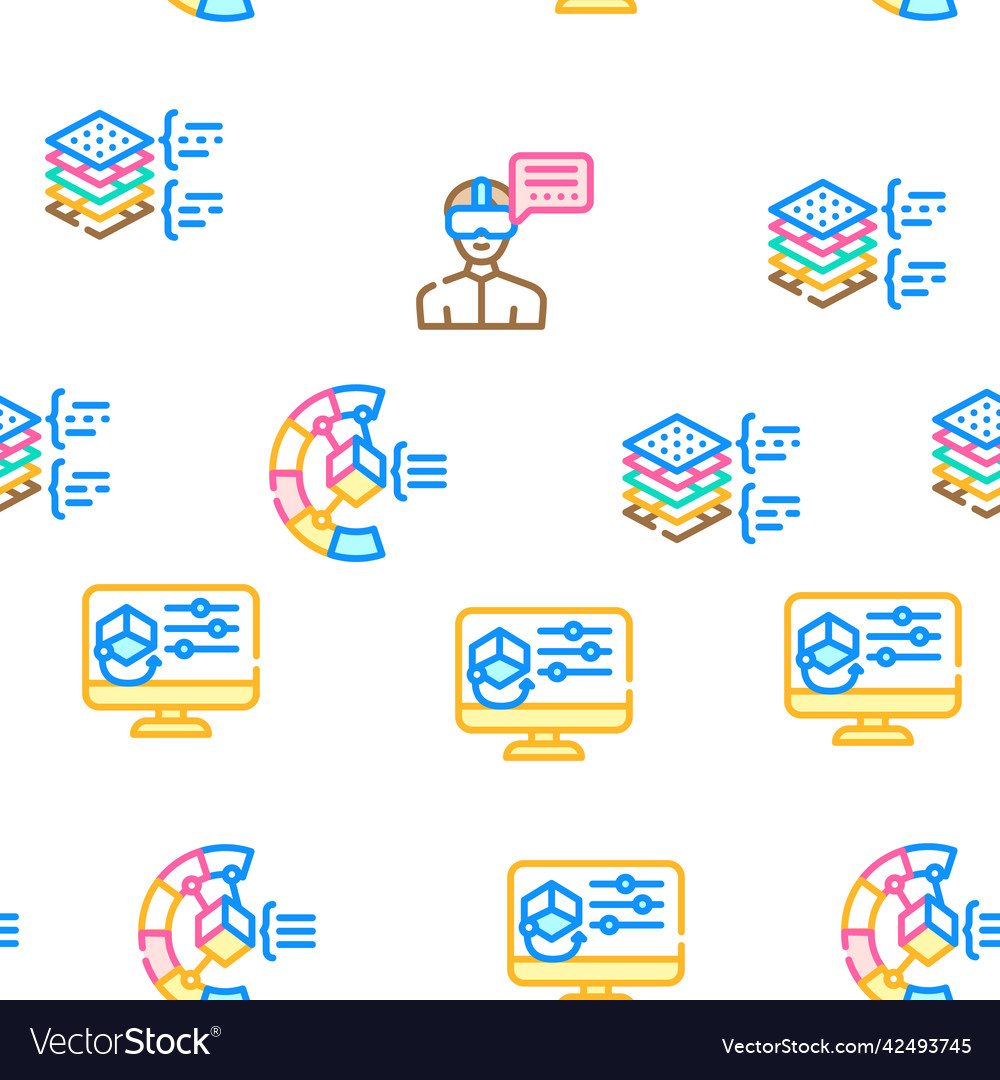 Vr designer occupation seamless pattern Royalty Free Vector