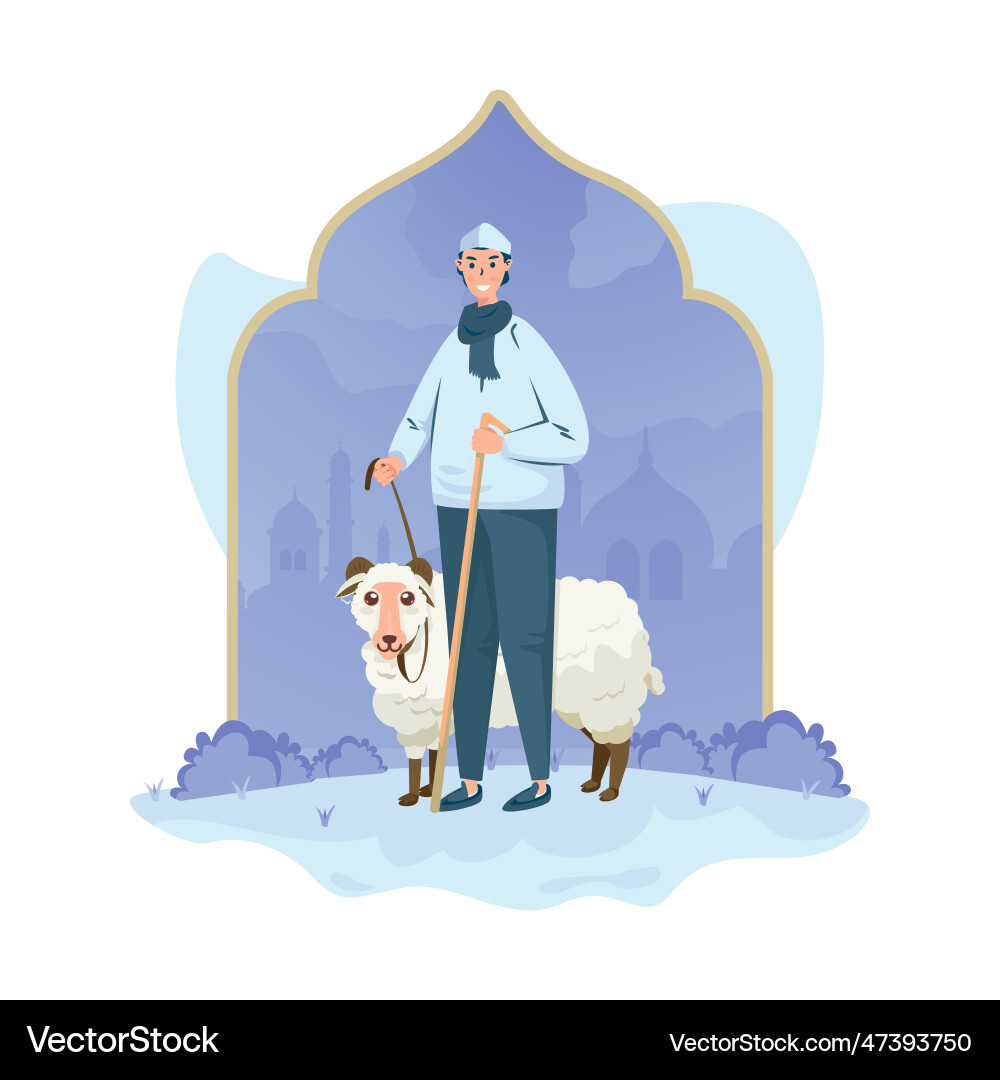 A muslim with his sheep Royalty Free Vector Image