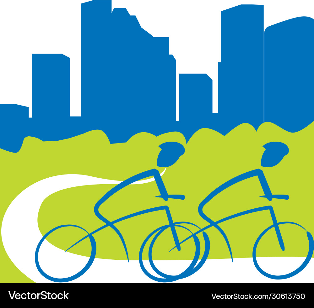 Bicycle building city logo design Royalty Free Vector Image