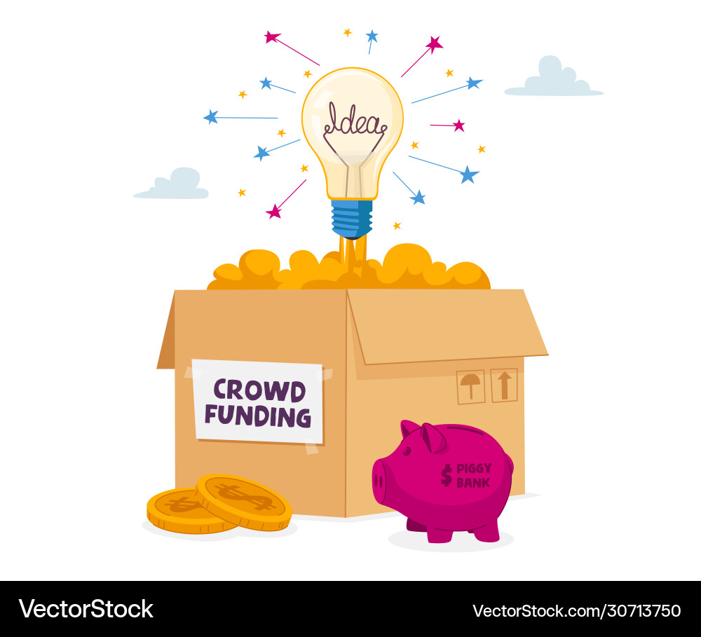 Cardboard box for crowdfunding donation Royalty Free Vector