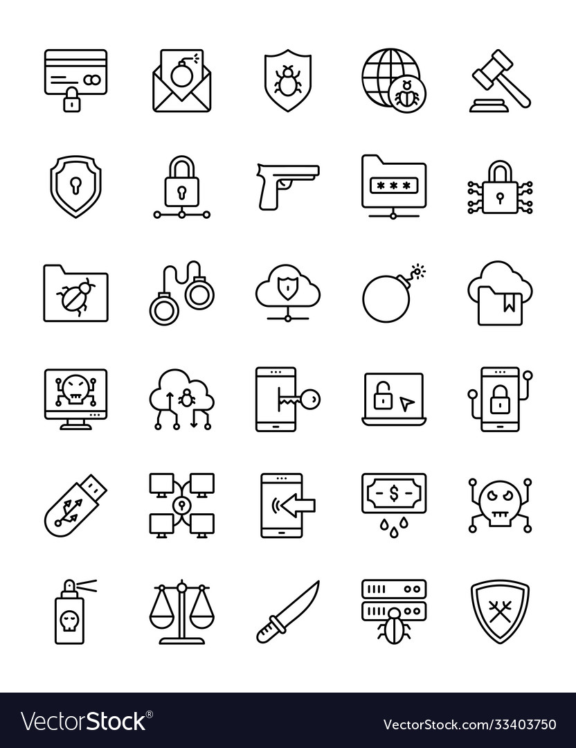 Computer hacking icons Royalty Free Vector Image