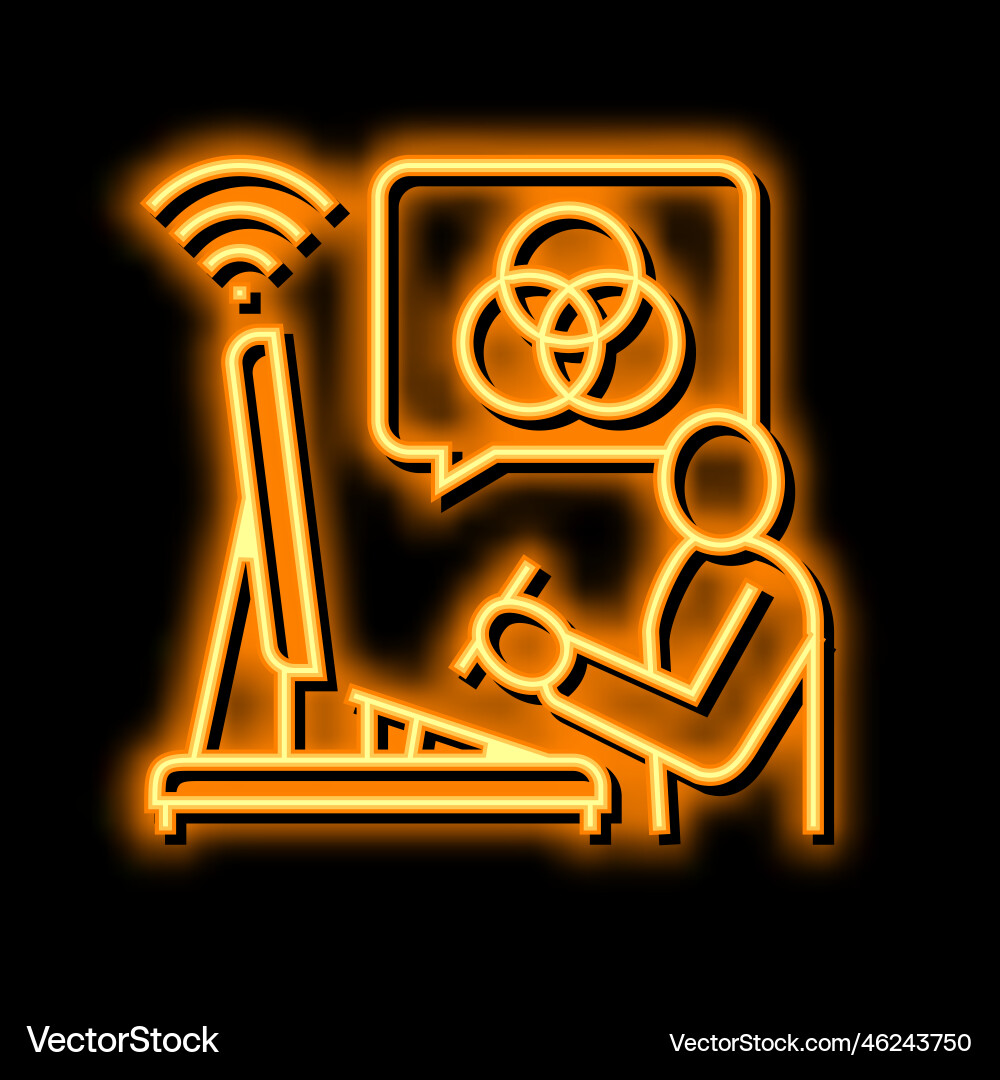 Graphic designer freelance neon glow icon Vector Image