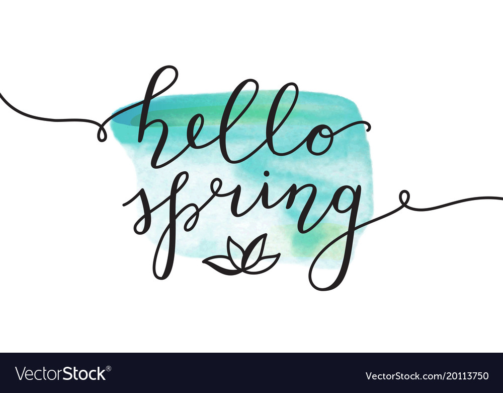 Hello spring lettering Royalty Free Vector Image