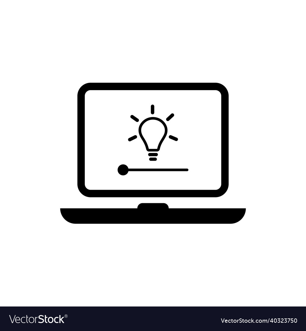 Laptop display brightness control icon Royalty Free Vector