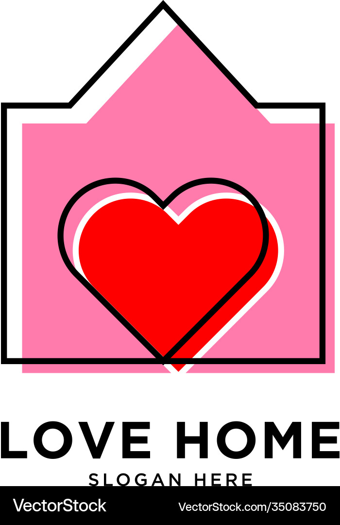 Love home logo simple line template Royalty Free Vector