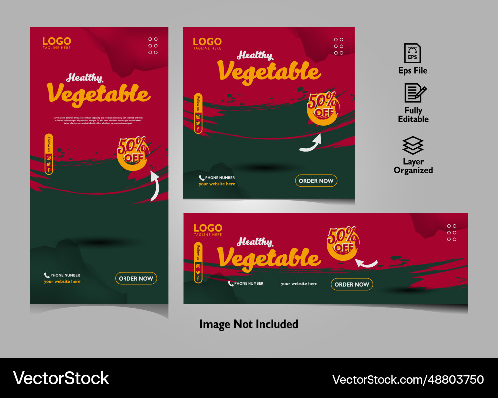 Modern and elegant food restaurant banner bundle Vector Image