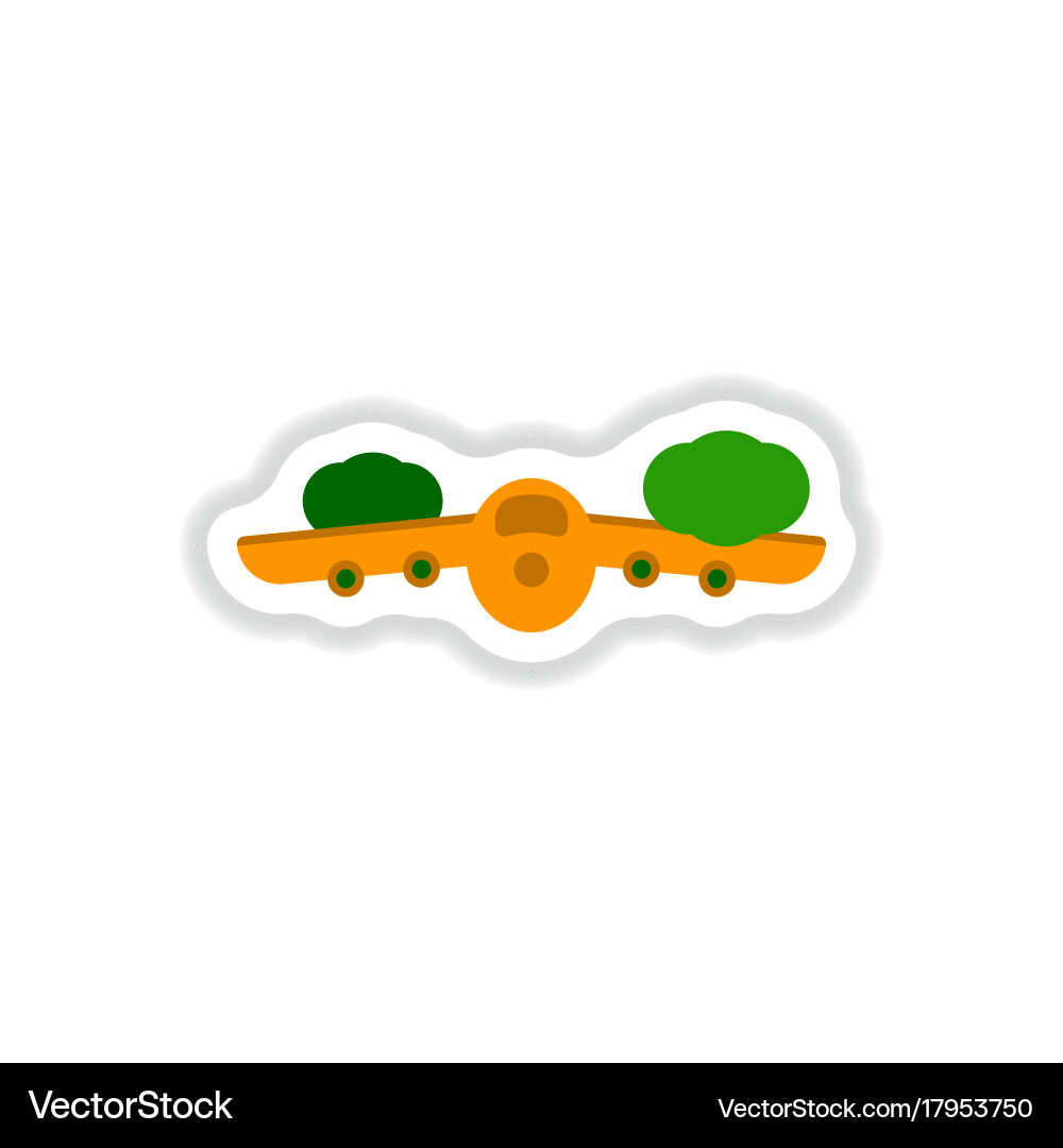 Paper sticker on white background plane flying Vector Image
