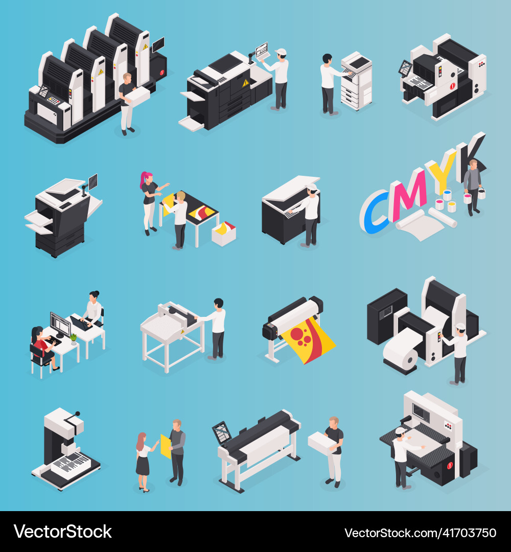 Printing house icons set Royalty Free Vector Image