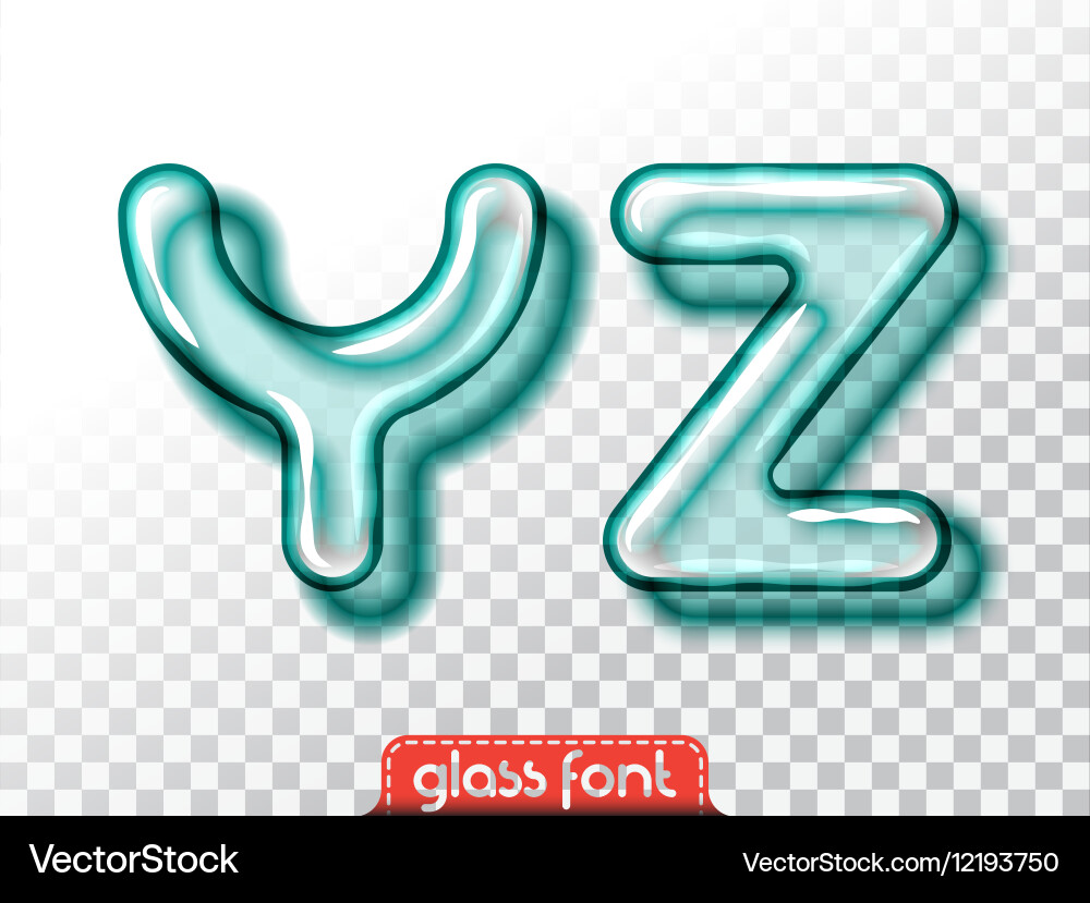 Realistic glass alphabet font Royalty Free Vector Image