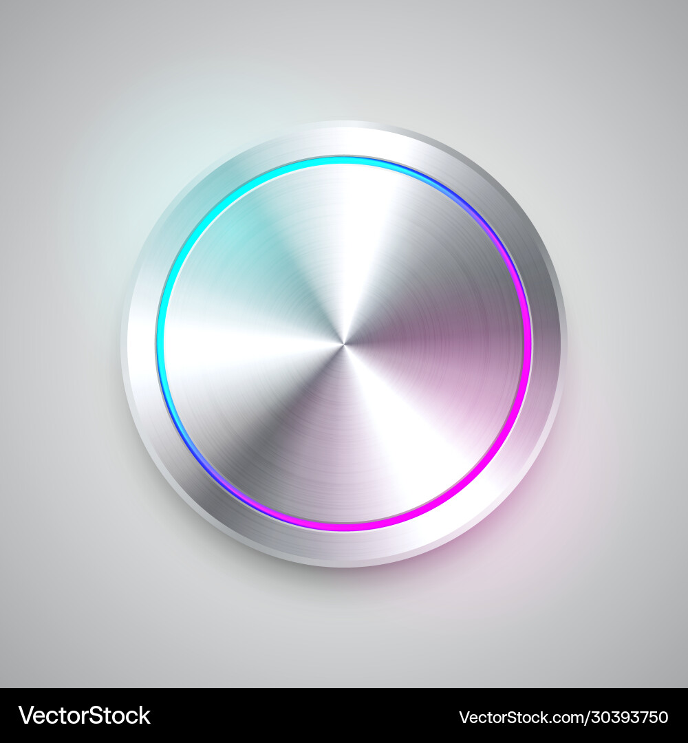 Realistic metal chrome button silver steel volume Vector Image