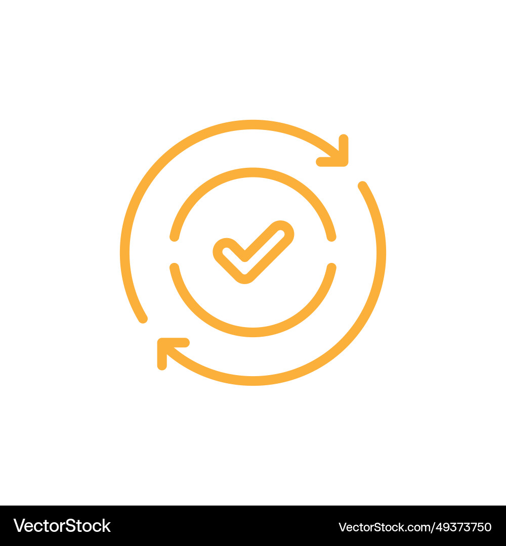 Round convenient orange line art icon Royalty Free Vector