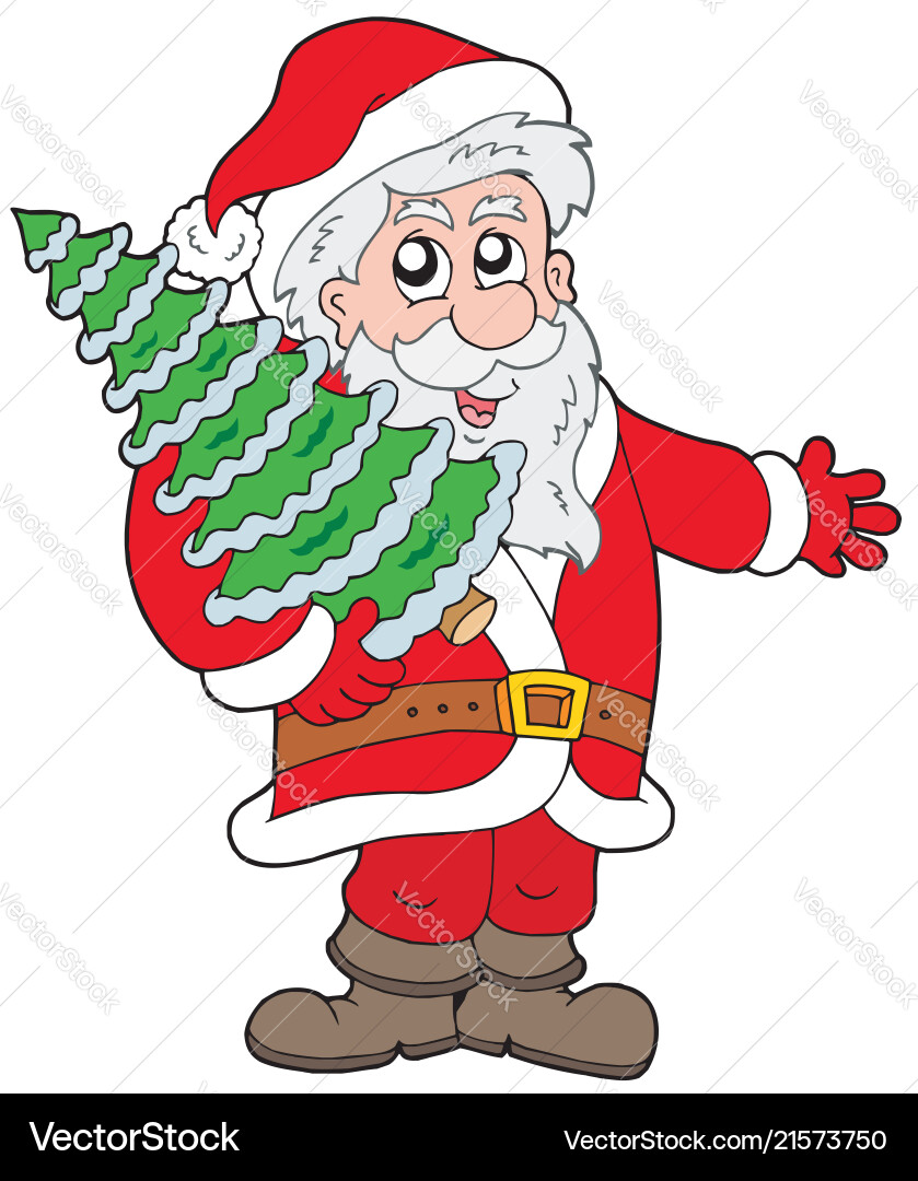 Santa claus with christmas tree Royalty Free Vector Image