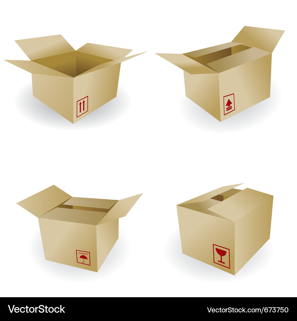 Shipping box and icon signs Royalty Free Vector Image