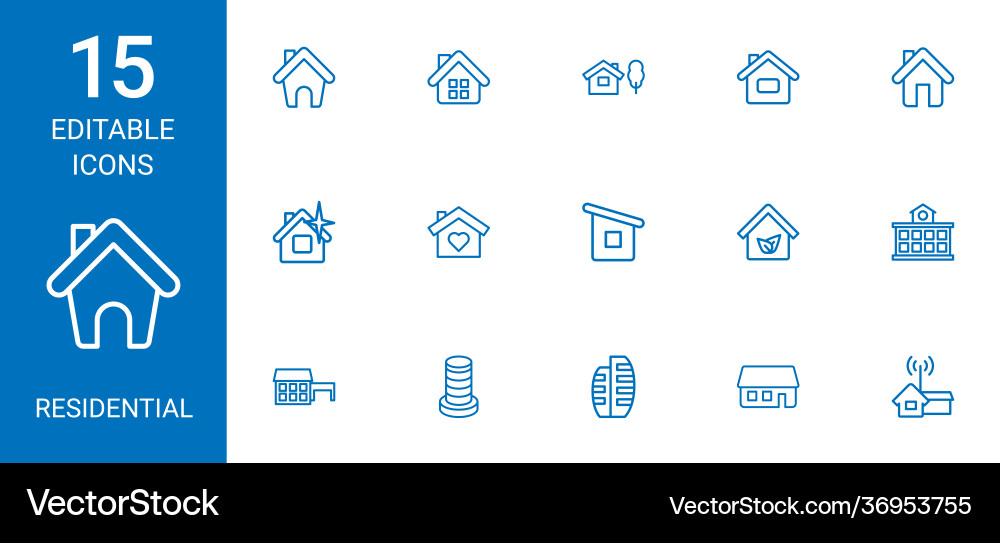 15 residential icons Royalty Free Vector Image