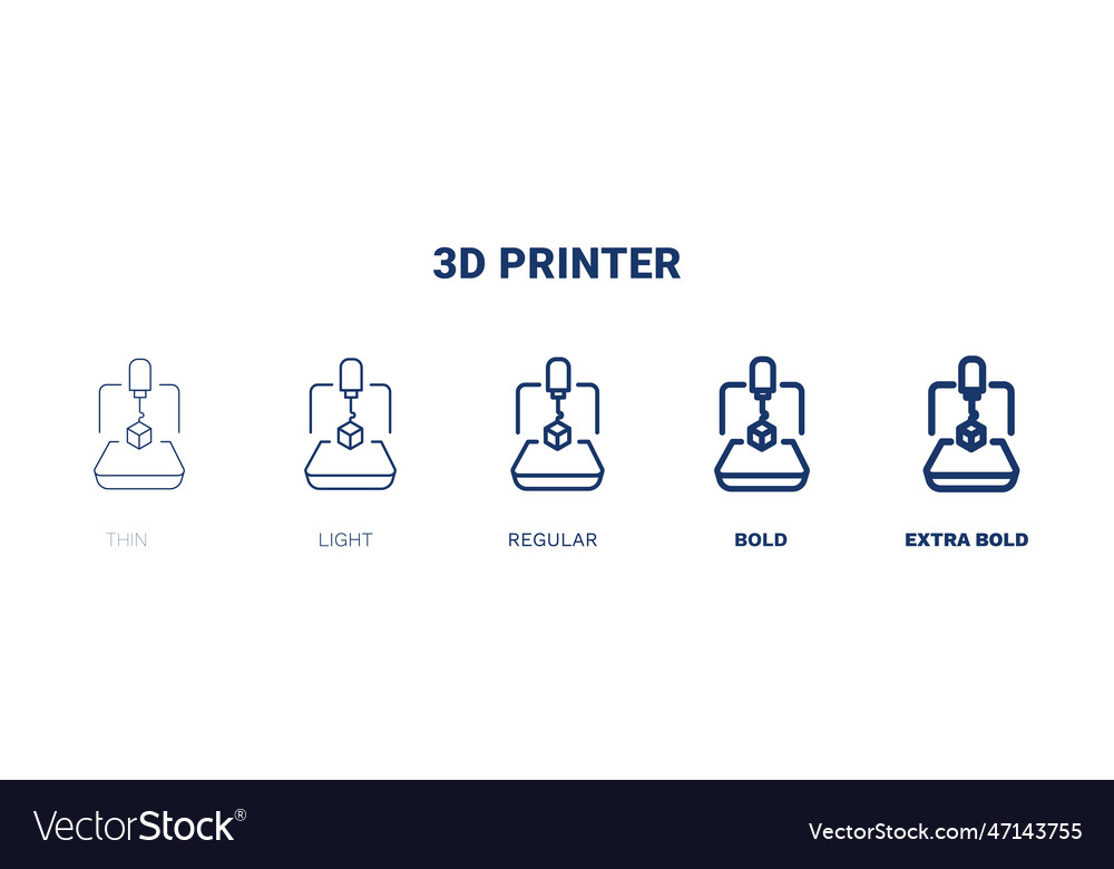 3d printer icon thin light regular bold black Vector Image