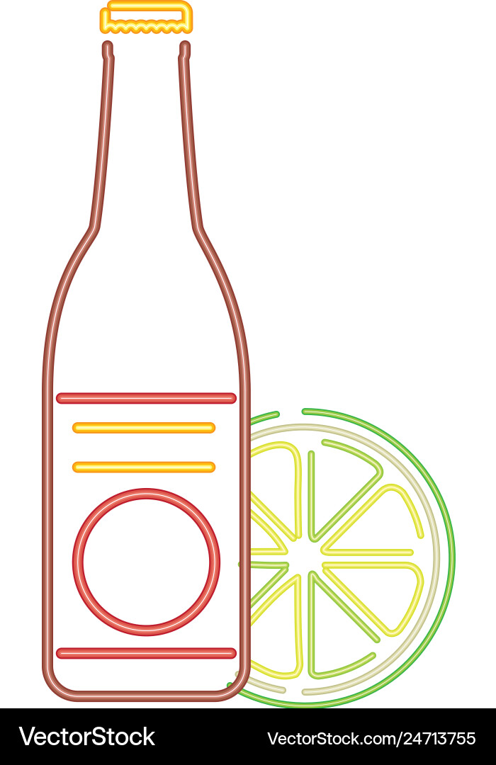 Bottle of beer in neon light icon Royalty Free Vector Image