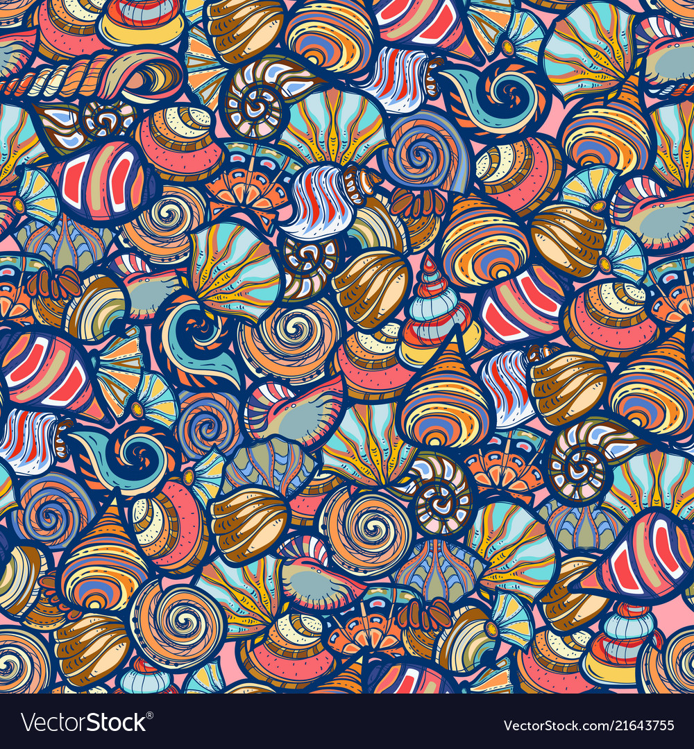 Decorative shell seamless pattern Royalty Free Vector Image