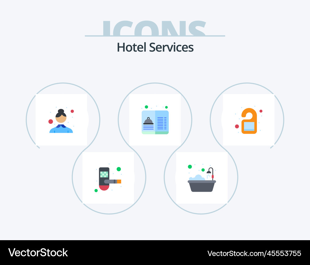 Hotel services flat icon pack 5 icon design Vector Image