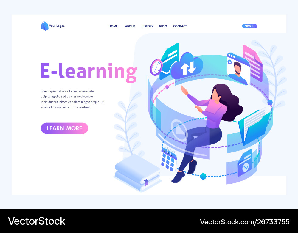 Isometric concept young girl in process lea Vector Image