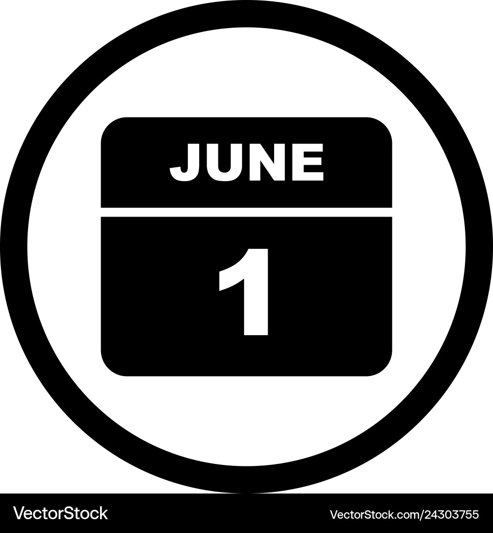 June 1st date on a single day calendar Royalty Free Vector