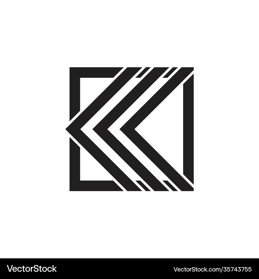 Letter k stripes line geometric square logo Vector Image