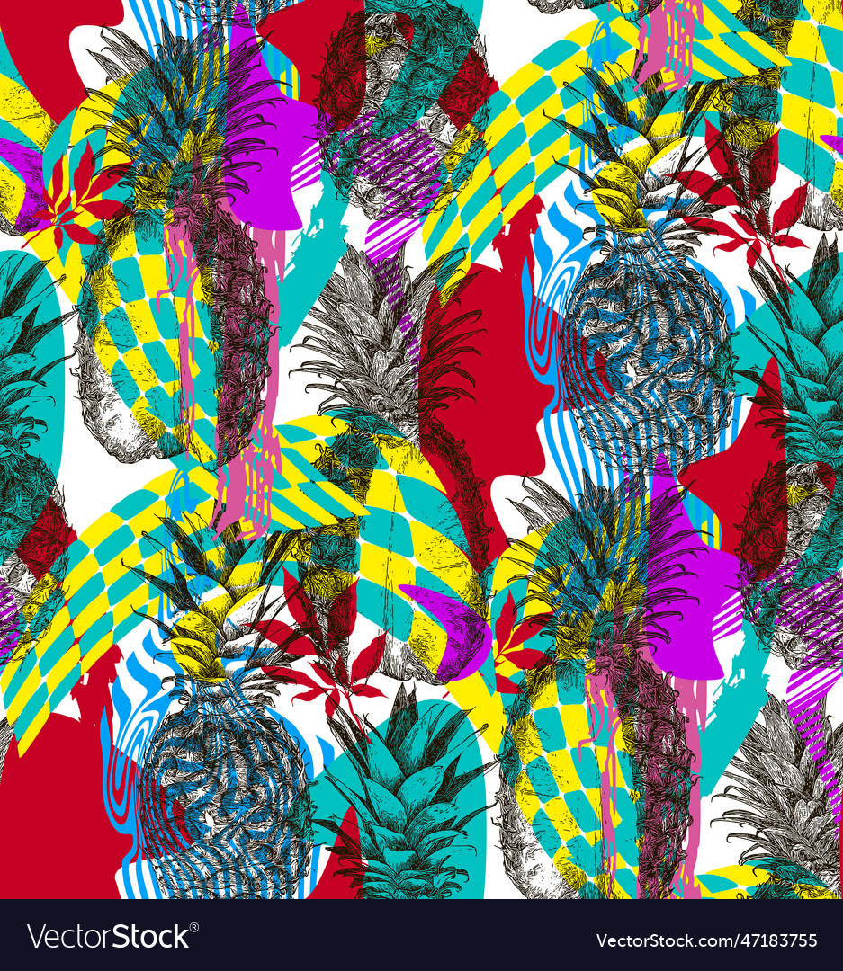 Pineapple seamless abstract pattern Royalty Free Vector