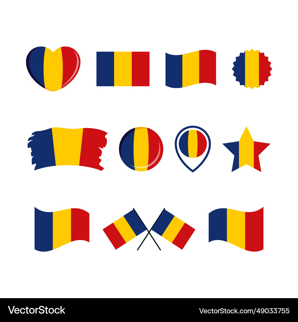 Romania flag icon set on a white background Vector Image