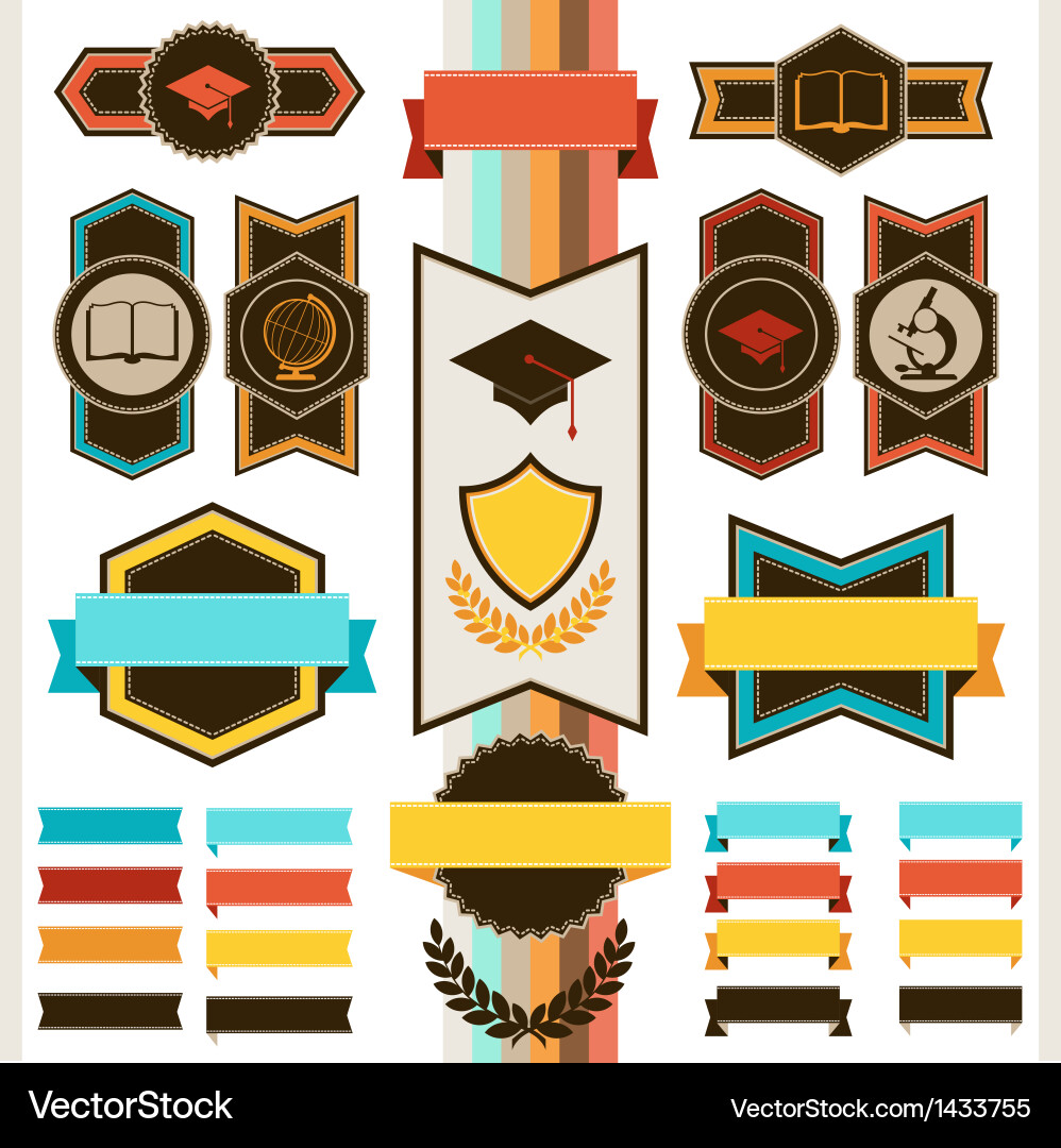 School education badges and ribbons Royalty Free Vector