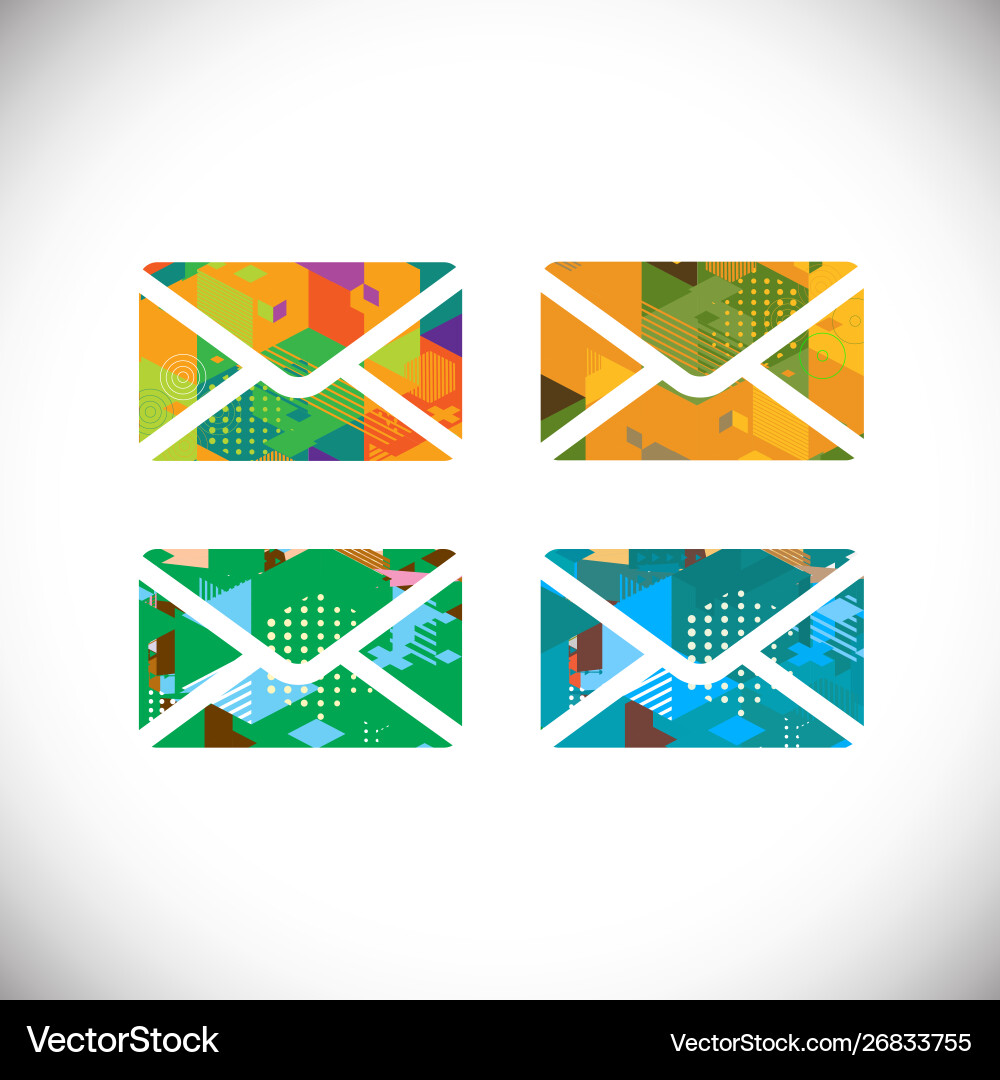 Set colorful envelopes symbol with colorful Vector Image