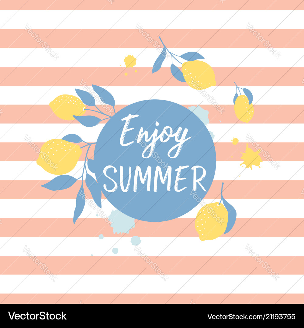 Summer greeting card with fresh lemons Royalty Free Vector