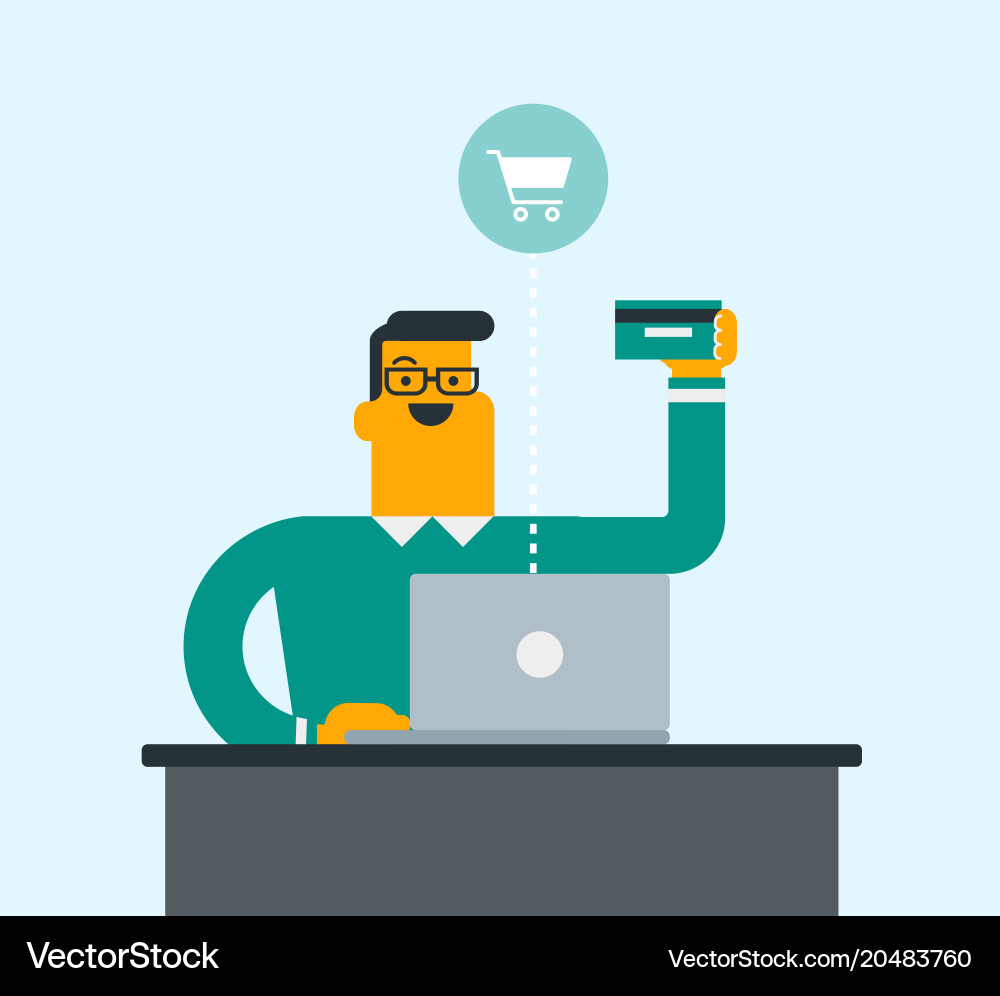 Caucasian using laptop for online shopping Vector Image
