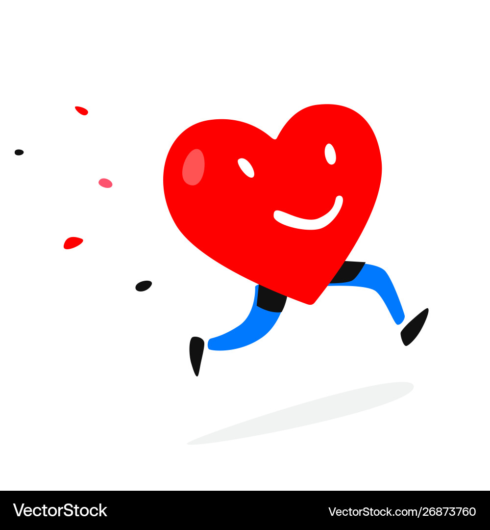 Character heart a running living flat Royalty Free Vector