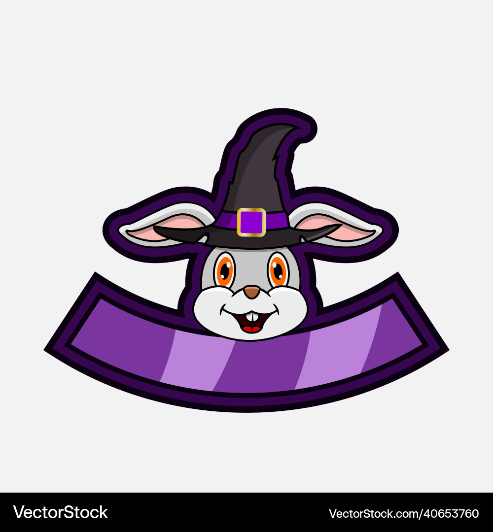 Cute rabbit head character for logo icon badge Vector Image